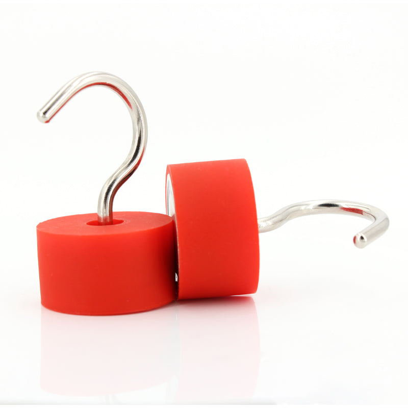 Neodymium Hook Magnet - 45mm diameter | Red Silica Gel Coated Case ...
