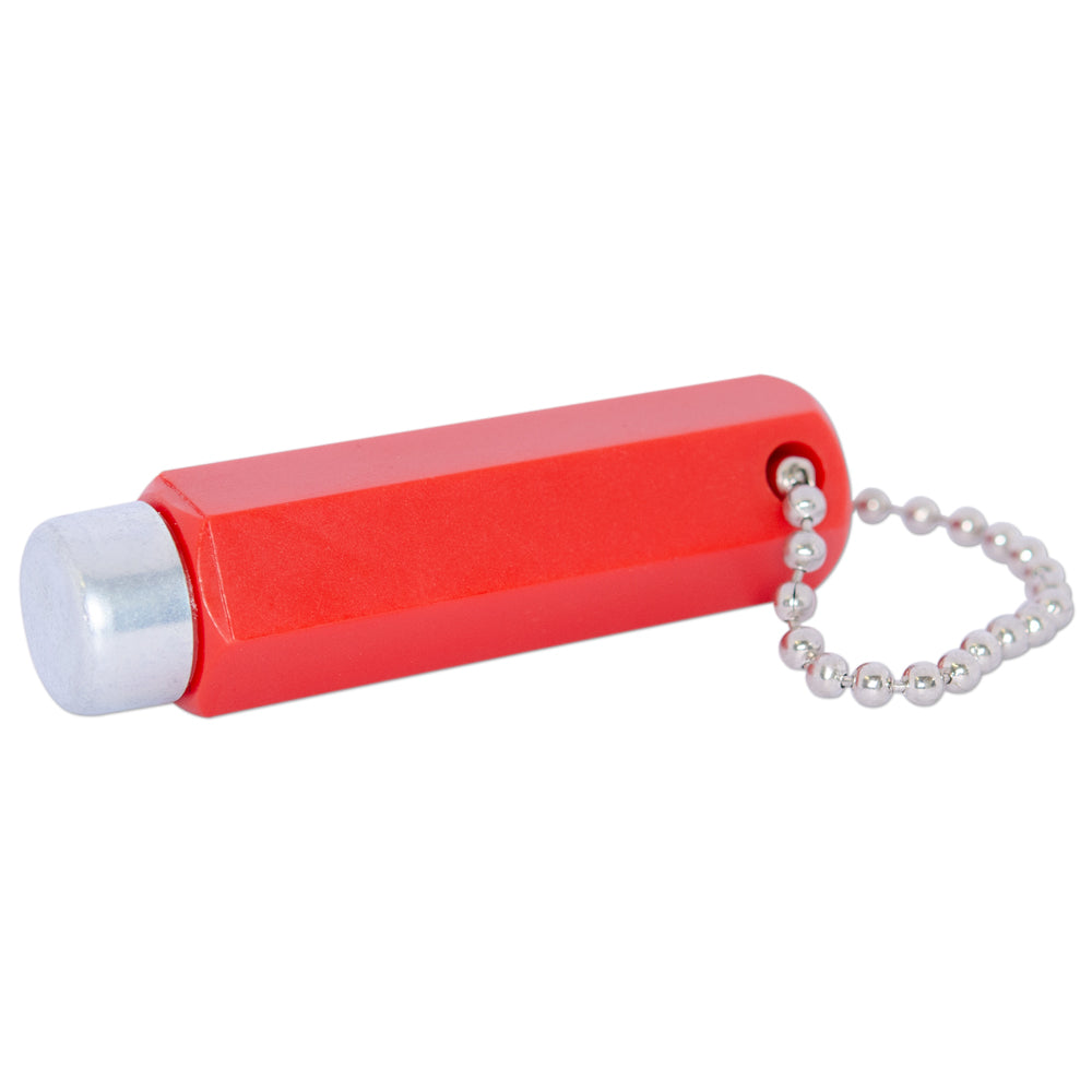 Plastic Encased Pocket Keyring Magnet D14.5mm x 58mm | RED – AMF Magnetics