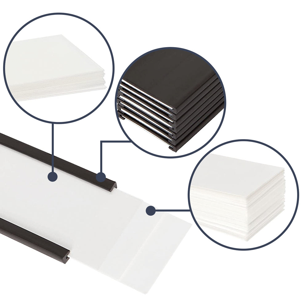 Magnetic Label Holder C-Channel Set – 75mm x 25mm x 1mm | Includes Pla ...